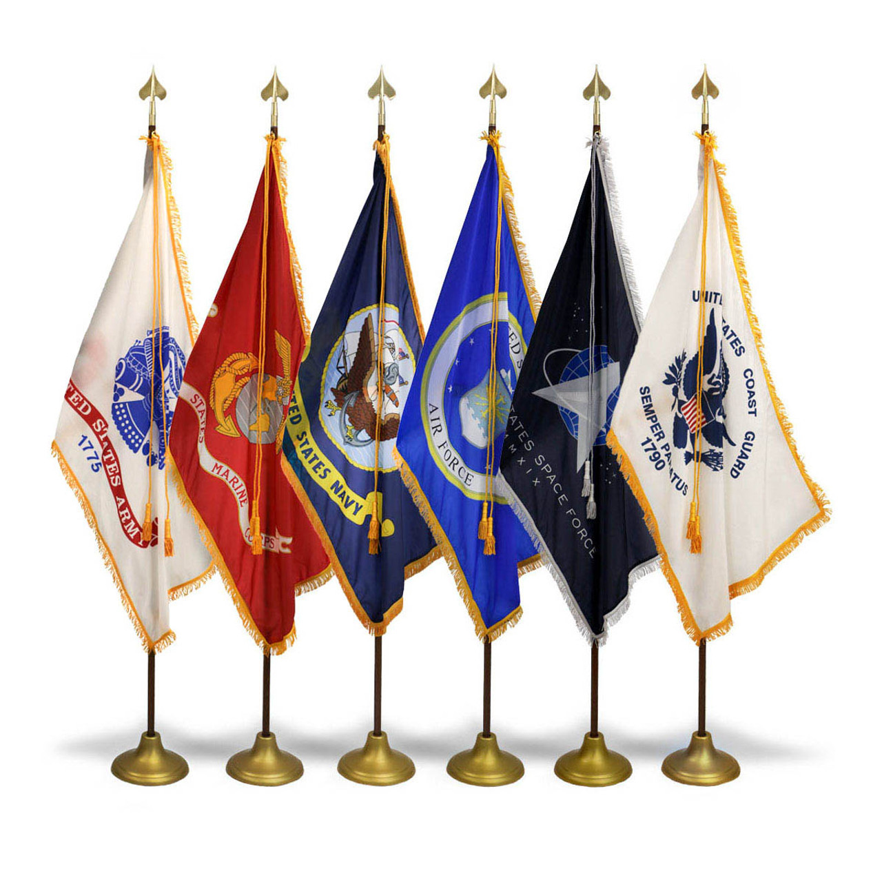 Complete U.S. Military Indoor Flag Set w/ NEW USAF Logo