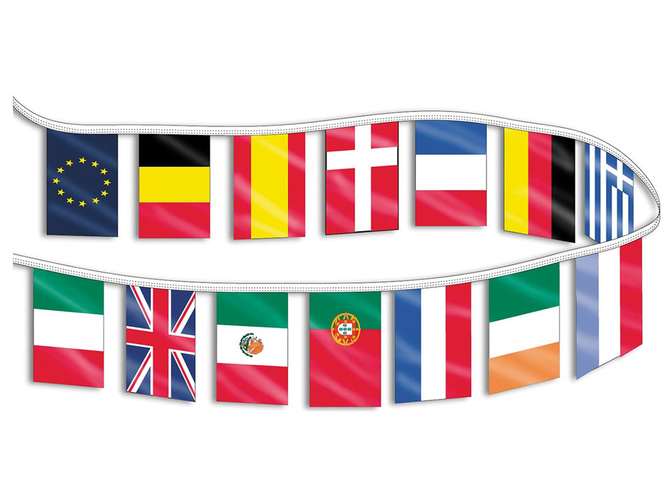 Multi National Flag Streamers - 16 Countries | American Flags Express