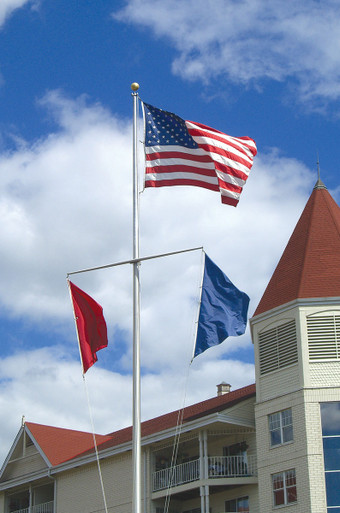 Single Mast Nautical Flagpole with Yardarm - Aluminum | American Flags ...