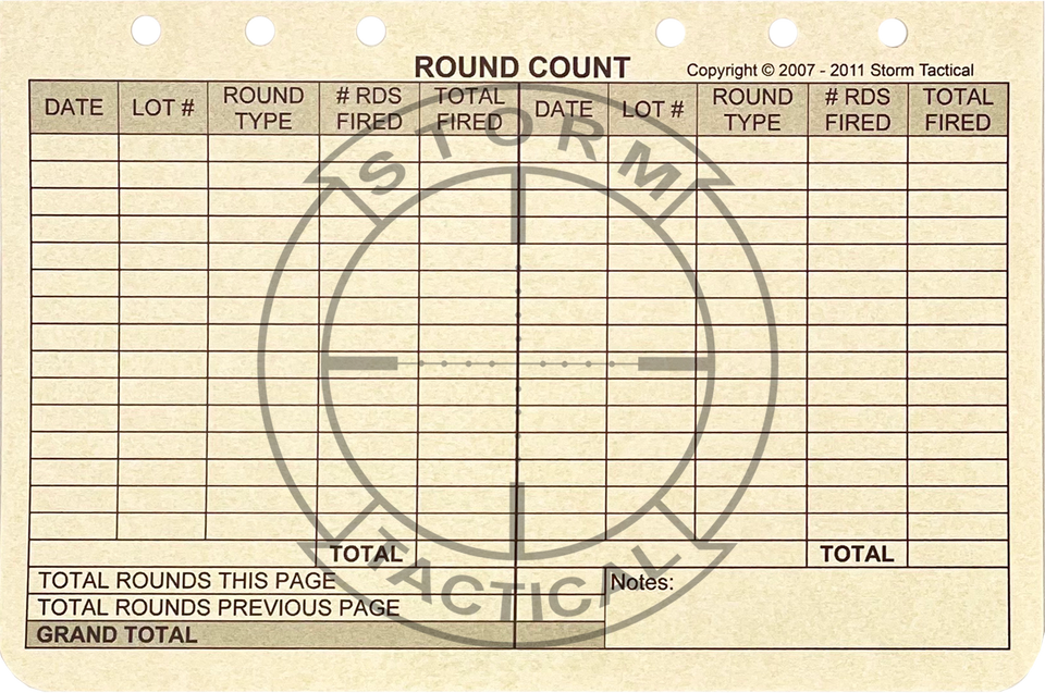 Round Count & Maintenance Log Book