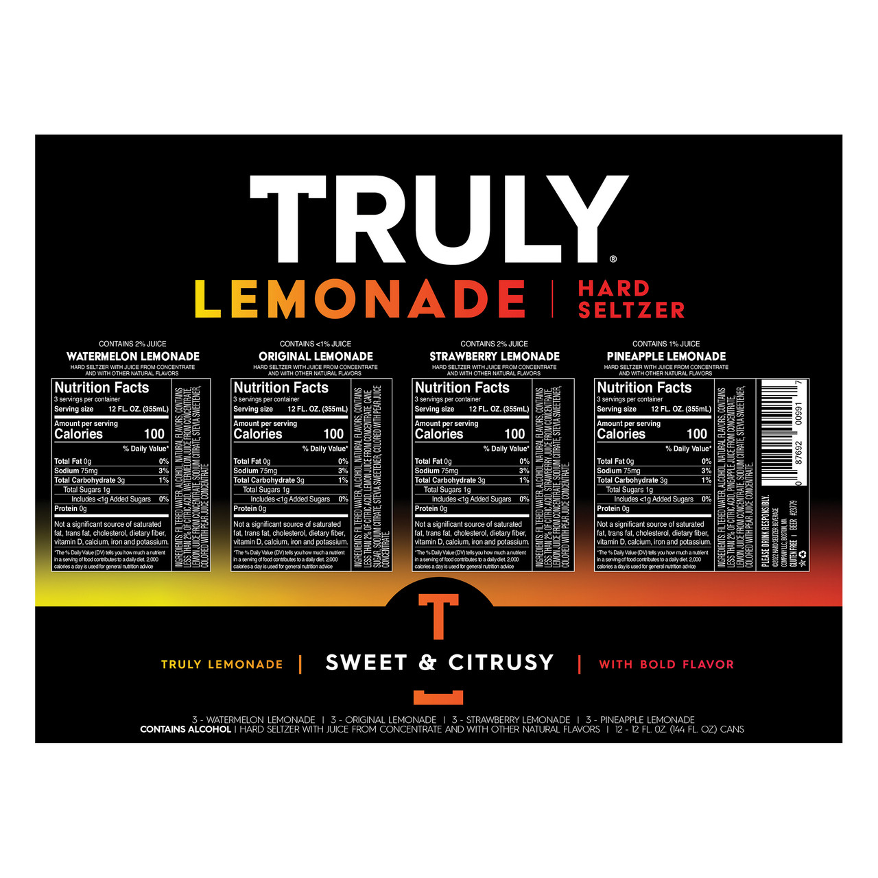 Truly Lemonade Hard Seltzer Variety Pack | 12 cans, 12 fl oz
