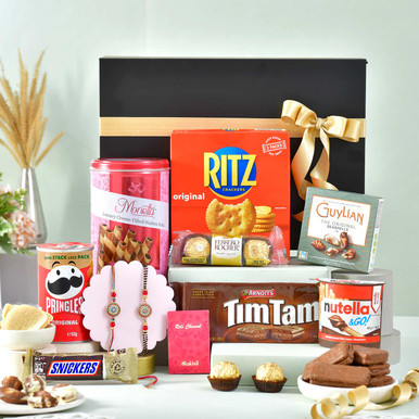 Deluxe Rakhi Gift Hamper with Snacks & Chocolates - Rakhi.com.au