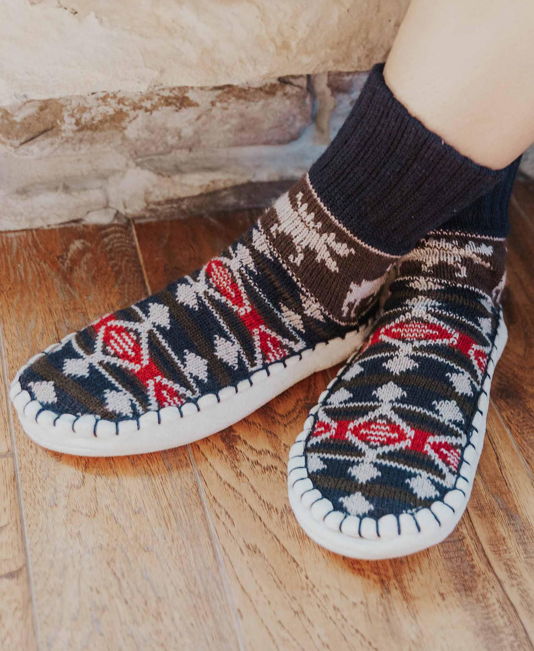 Diamond Fair Isle Short Mukluk Slipper