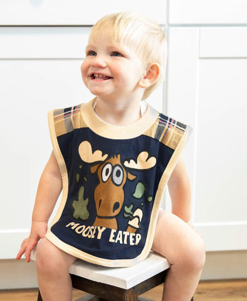 Moosey Eater Blue Infant Bib