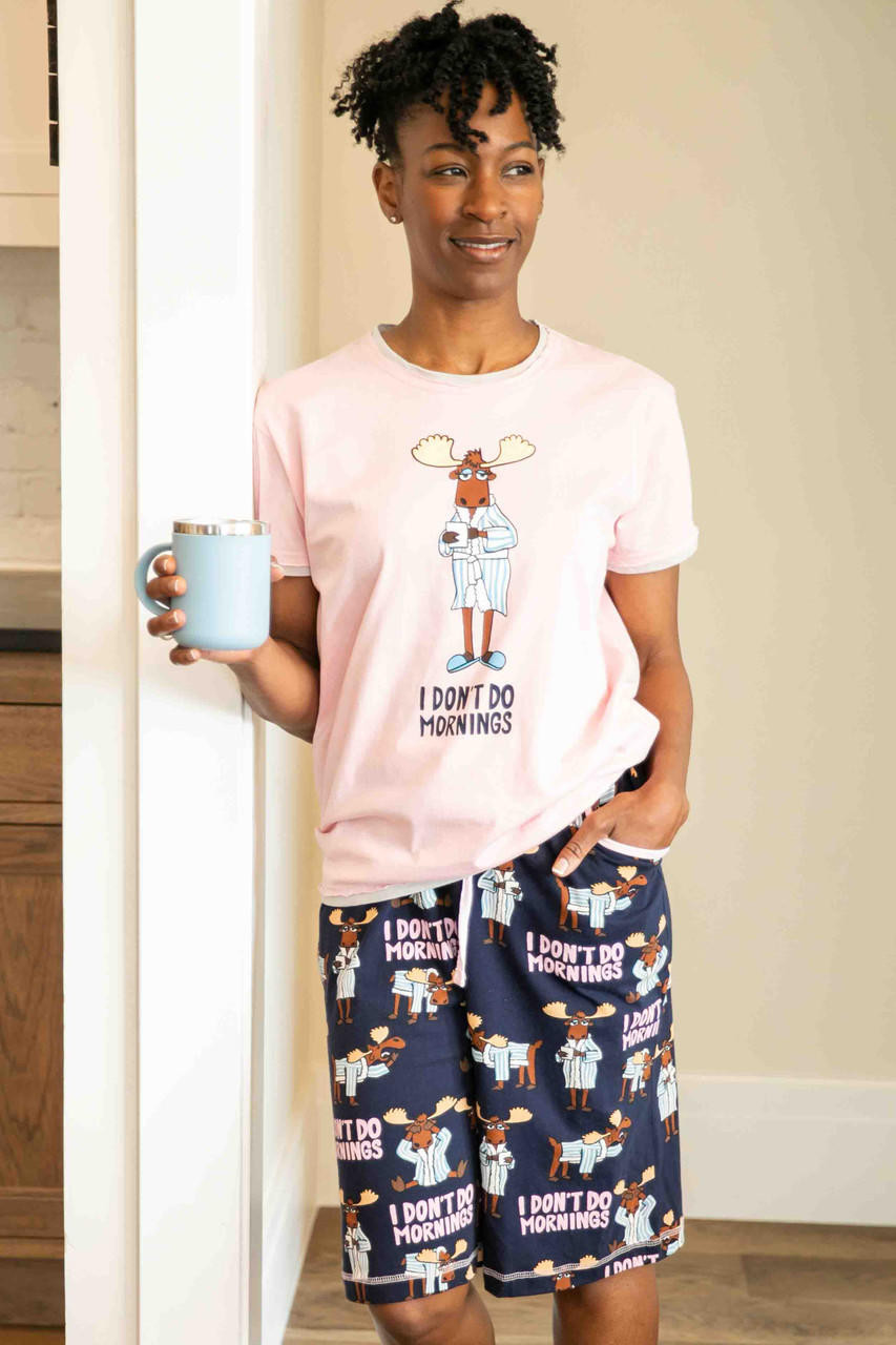 Don't Do Mornings Women's Moose Bermuda Short Set