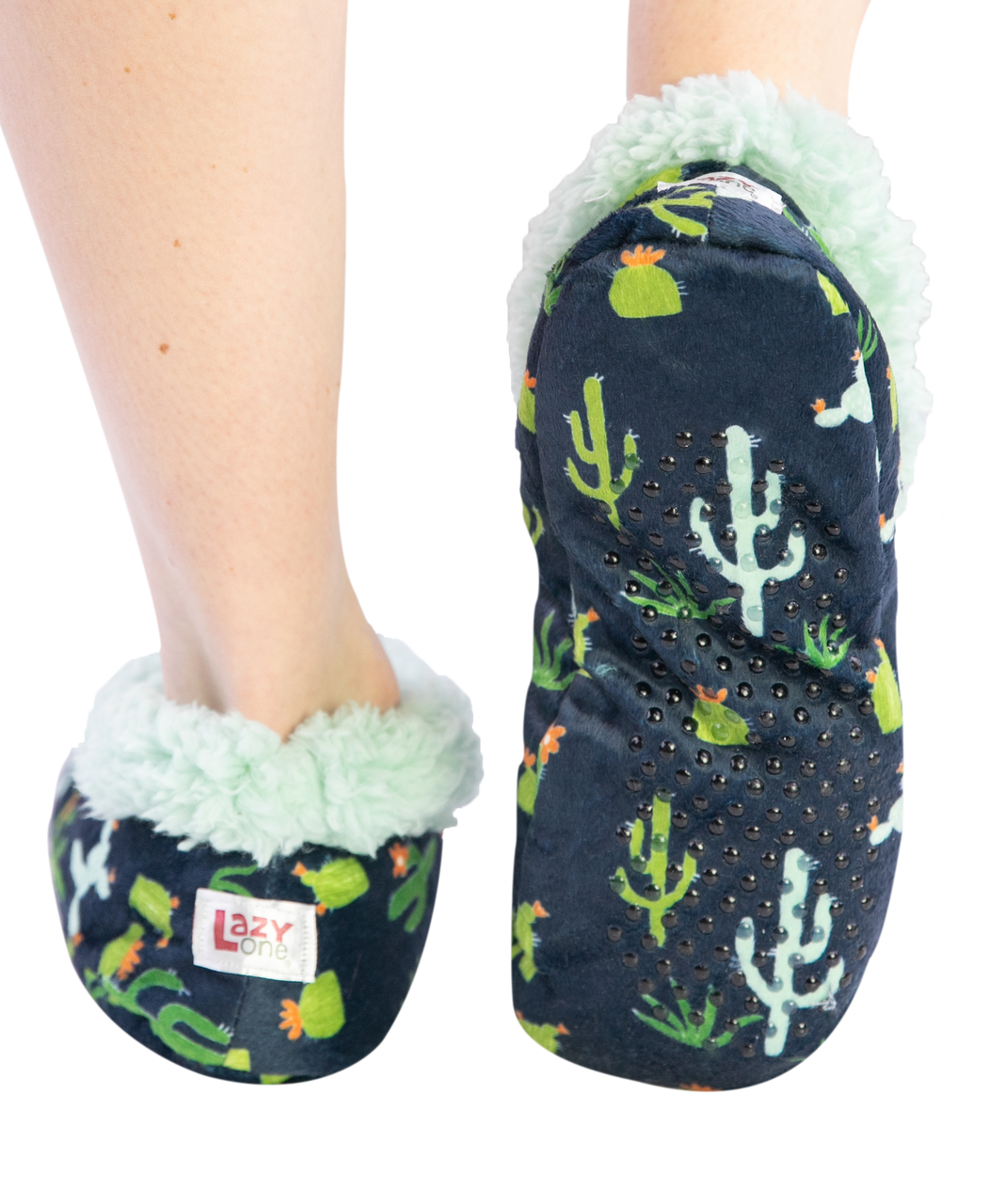 Cactus Blue Fuzzy Feet Slipper