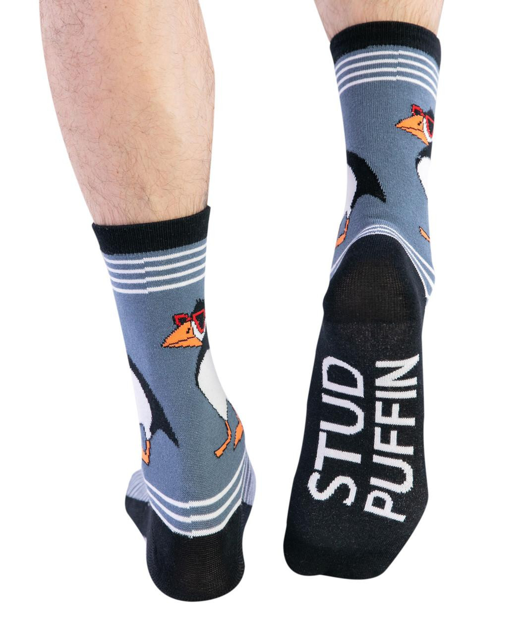 Stud Puffin Blue Crew Sock