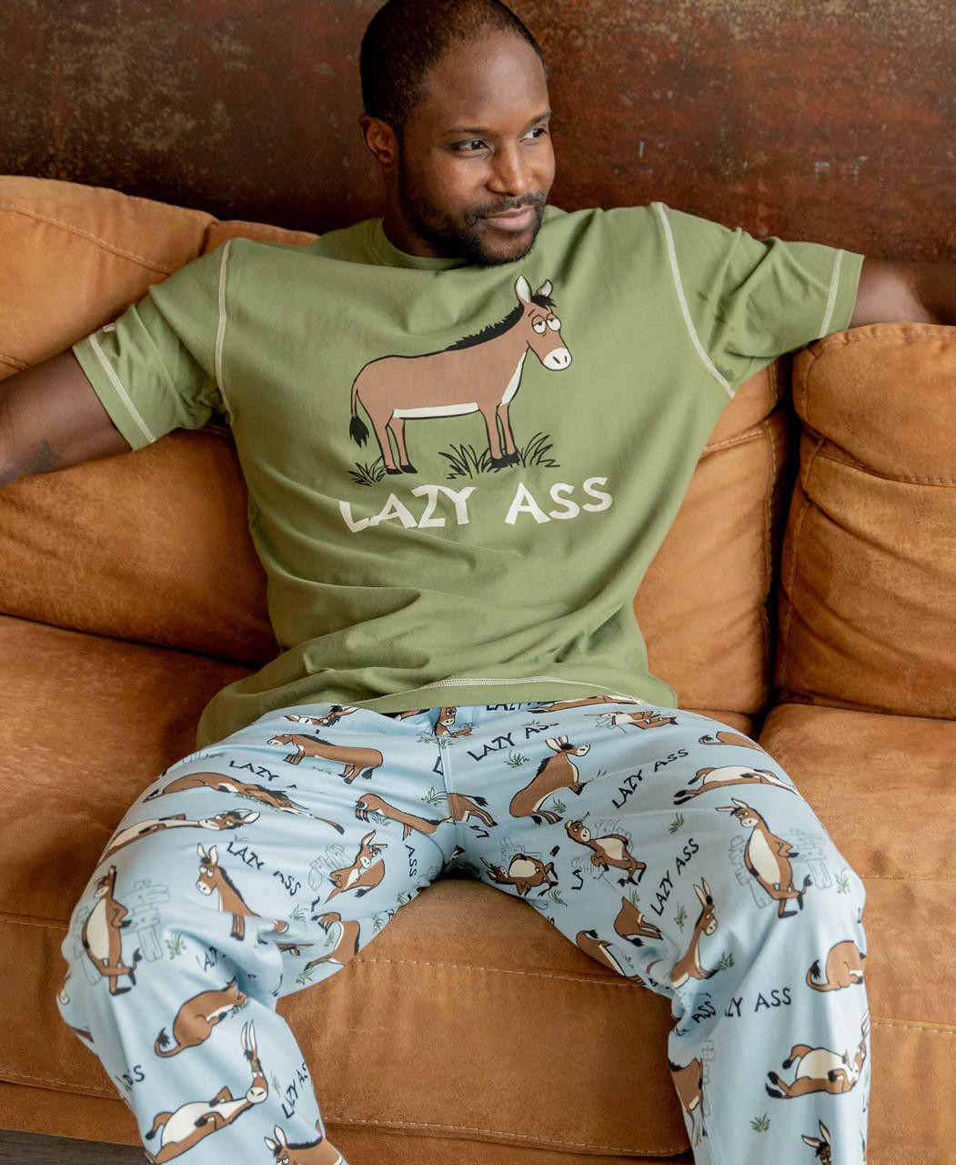 Lazy Ass Blue Men's Donkey PJ Set