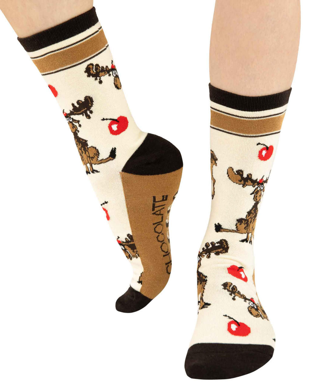 Chocolate Moose White Crew Sock