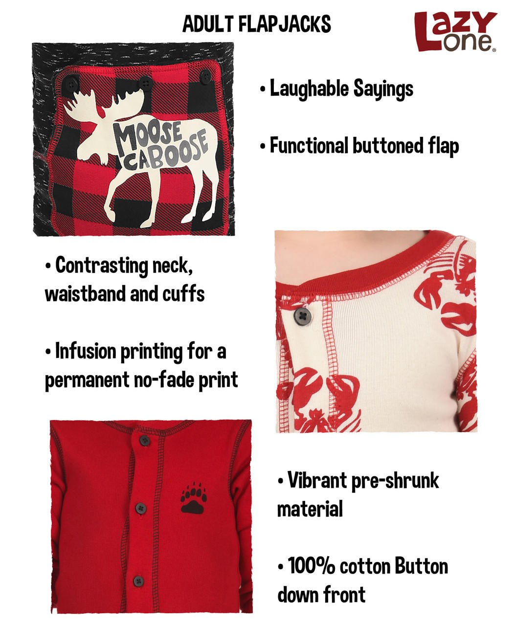 Adult Onesie Flapjack Bear Cheek Plaid by LazyOne