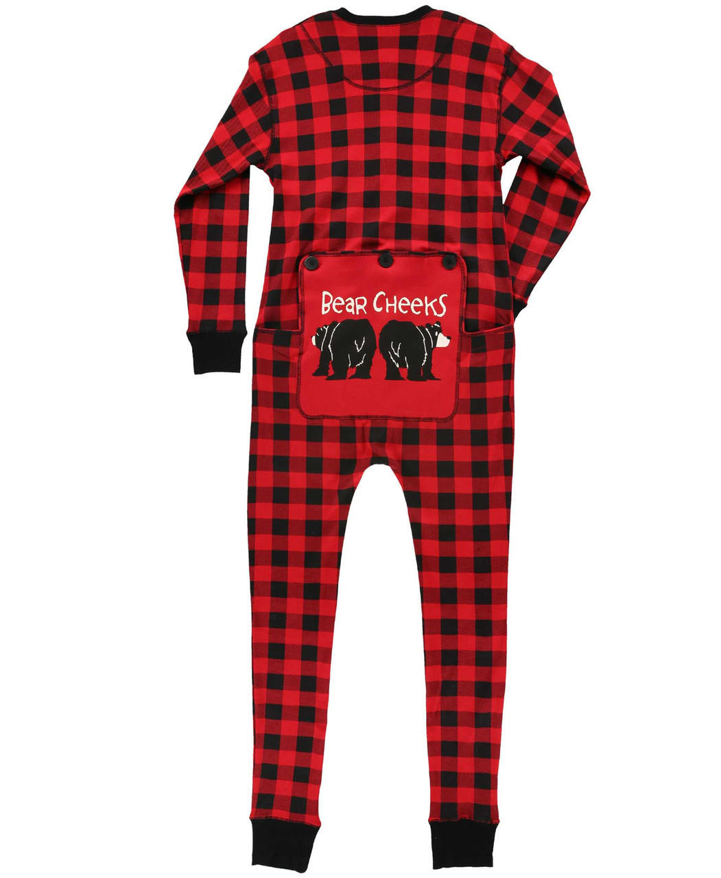 Adult Onesie Flapjack Bear Cheek Plaid by LazyOne