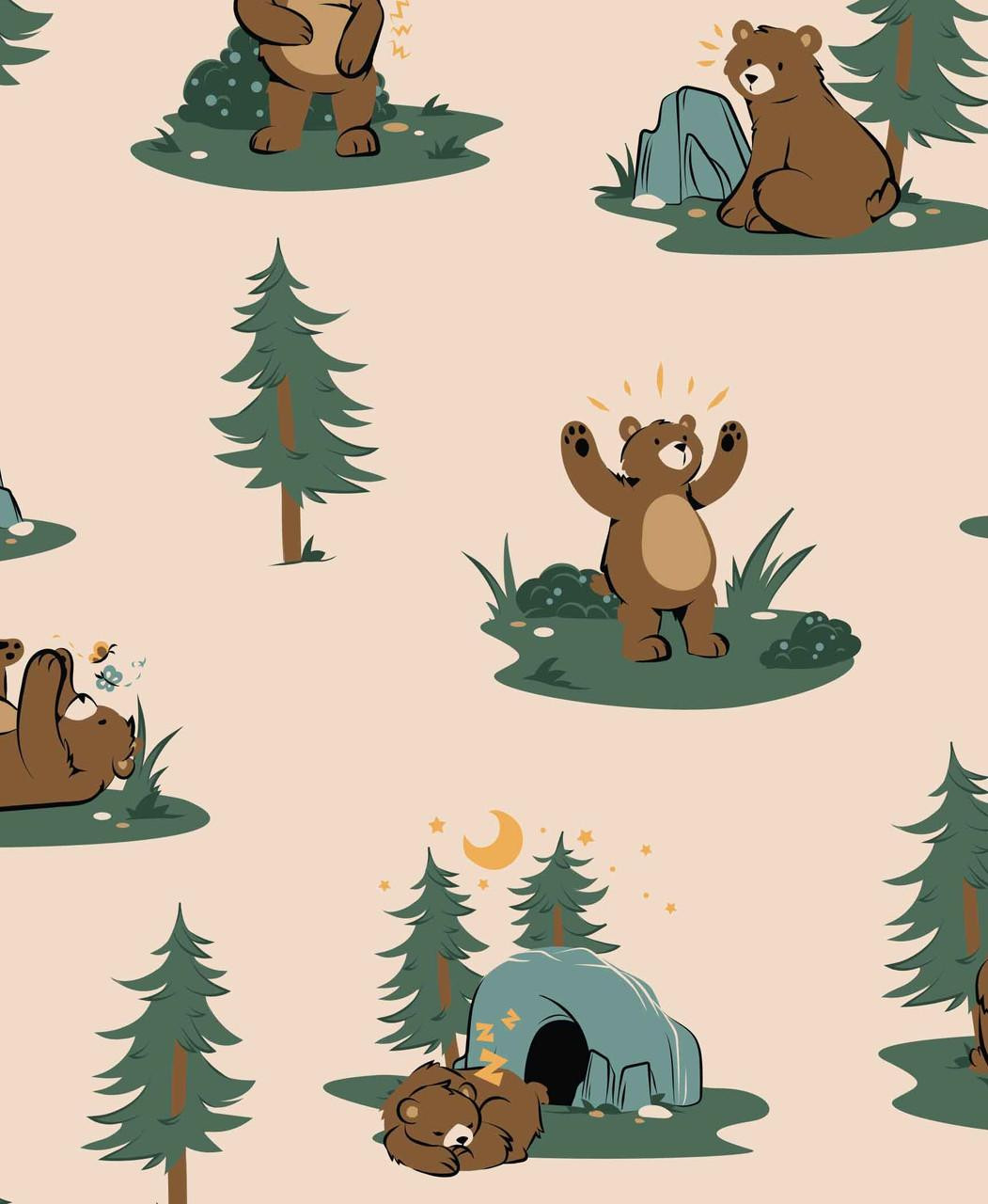 Time to Hibernate Bear Kid's Long Sleeve PJ's