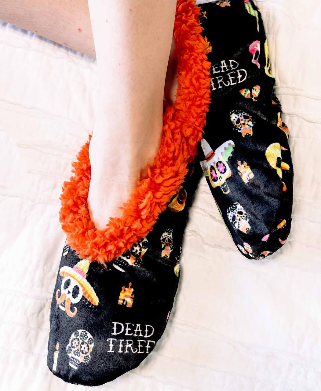 Dead Tired Orange Fuzzy Feet Slipper