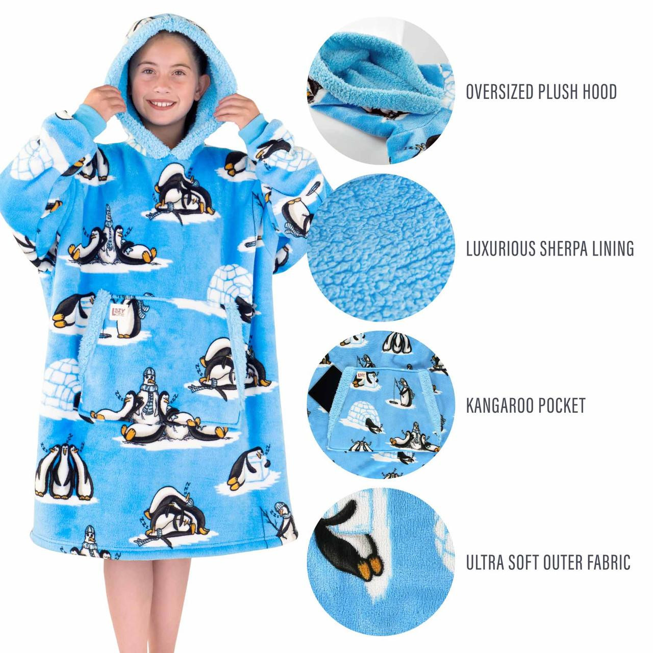 Out Cold Penguin Kid Blanket Hoodie