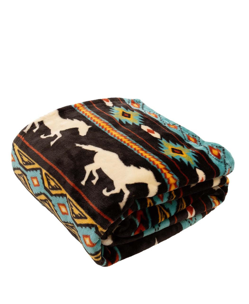 Horse Fair Isle Cloud Fleece Throw Blanket