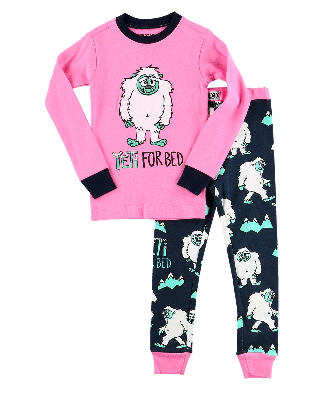Yeti For Bed Kid's Long Sleeve Pink PJ's - Lazy One
