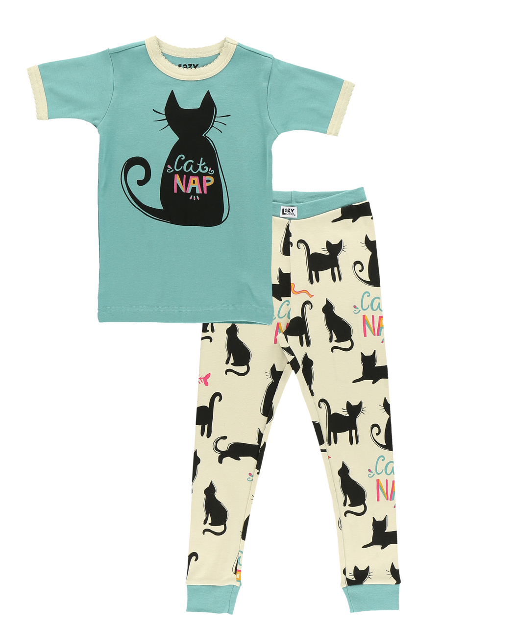 Cat Nap Blue Kid's Short Sleeve PJ's