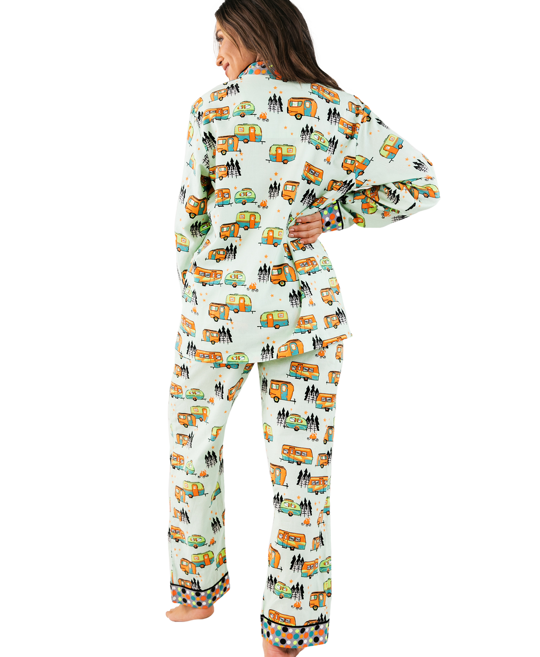 Rolltel Women's Button Down Pajama Set