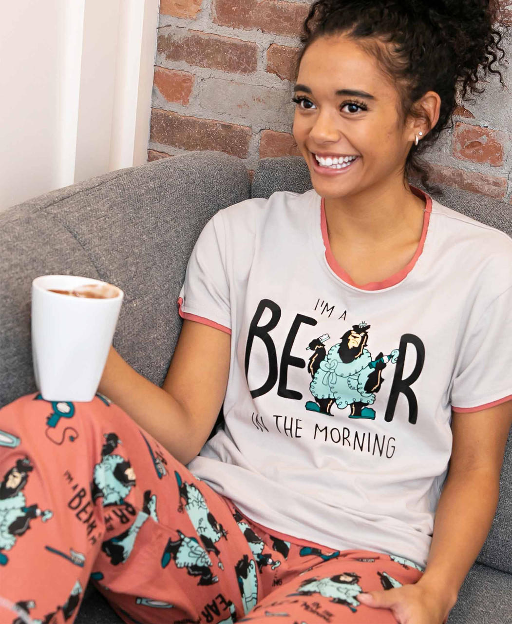 Bear in The AM Women's Regular Fit Bear PJ Set