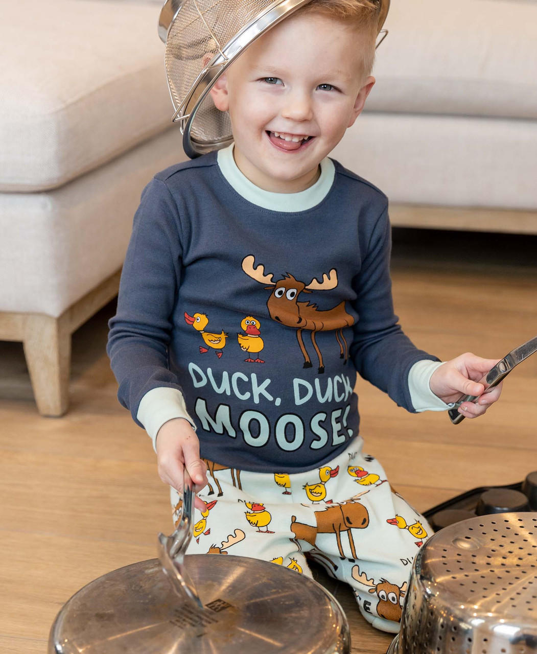 Duck Duck Moose Dark Blue Kid's Long Sleeve PJ's