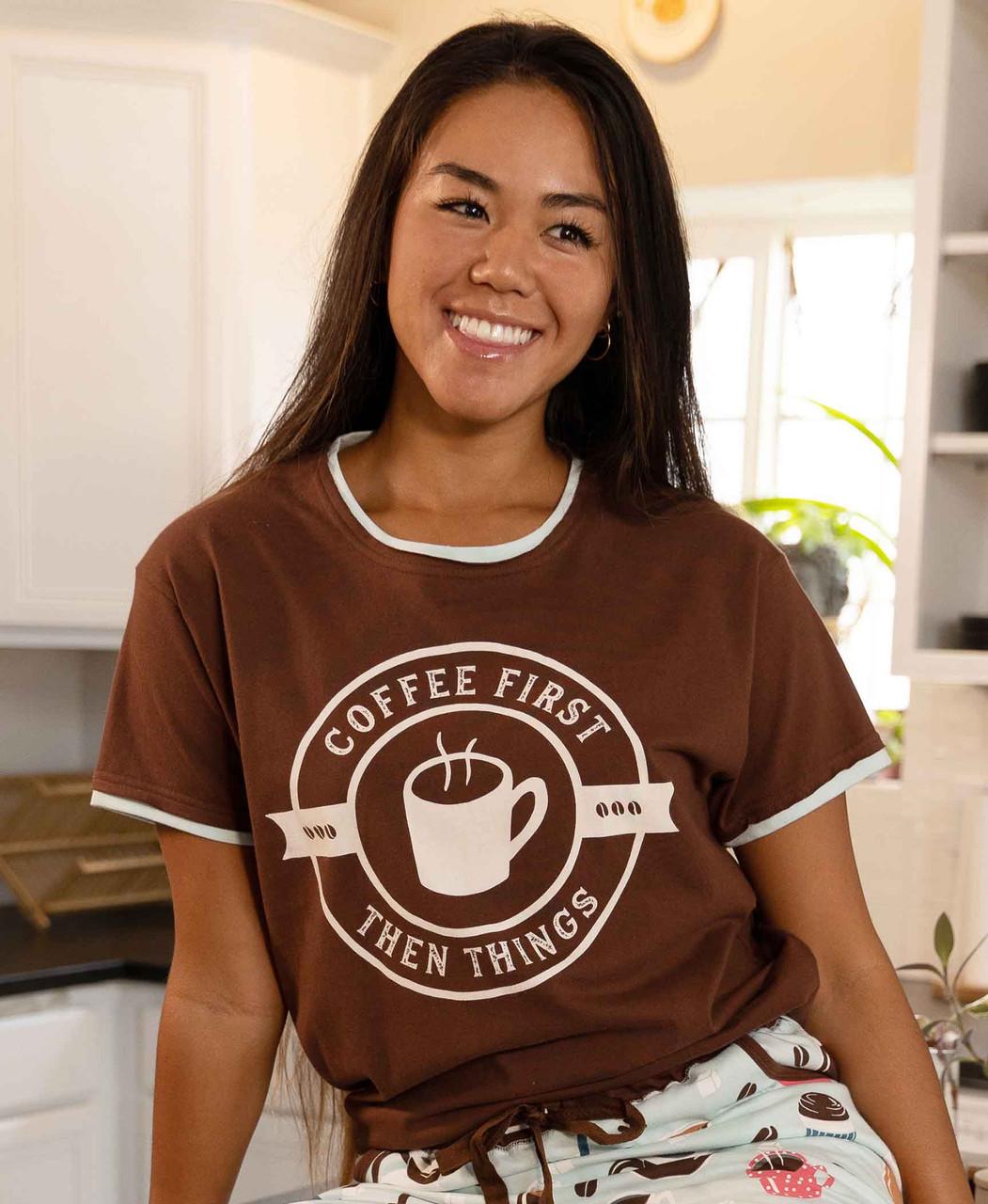 Coffee First Women's Regular Fit PJ Tee