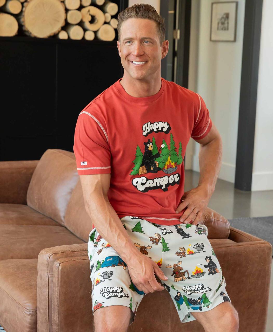 Happy Camper Men's Red Pajama Short Set