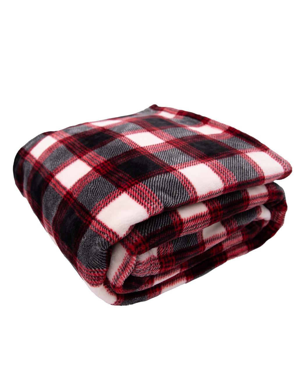 Black Plaid Cloud Fleece Throw Blanket