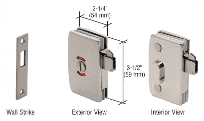 Brushed Nickel Sliding Glass Door Lock With Indicator for 5/16" to 1/2 ...