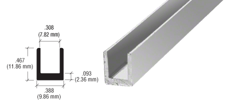 6mm U Channel for fixing Glass - 3.66 metre