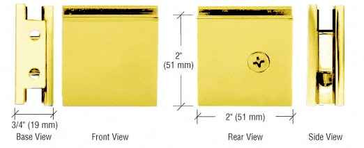 Brushed Bronze Square Style Notch-in-Glass Fixed Panel U-Clamp, SGCU1BBRZ