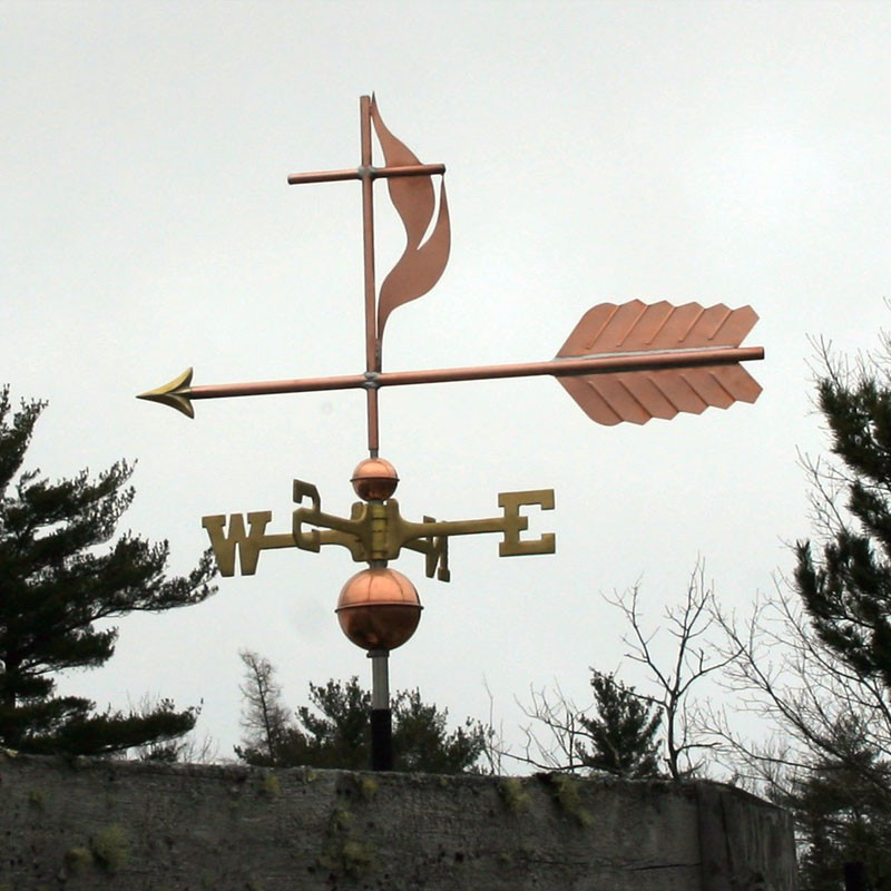 Methodist Cross and Flame Weathervane - Made in USA