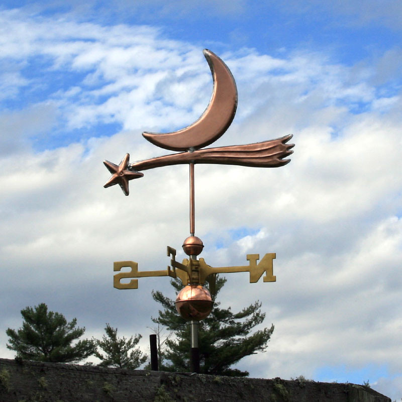 Shooting Star and Moon Weathervane - Made in USA