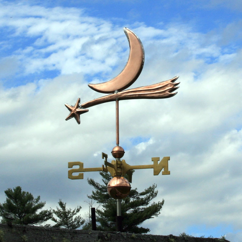 Shooting Star and Moon Weathervane - Made in USA