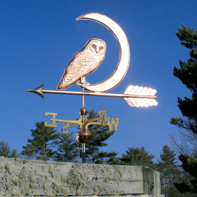 Barn Owl and Moon Weathervane - Made in USA