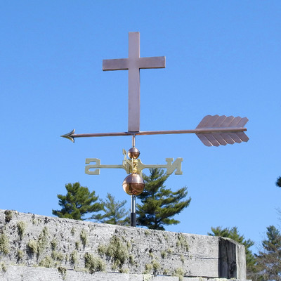 Copper Cross Weathervane - Made in USA