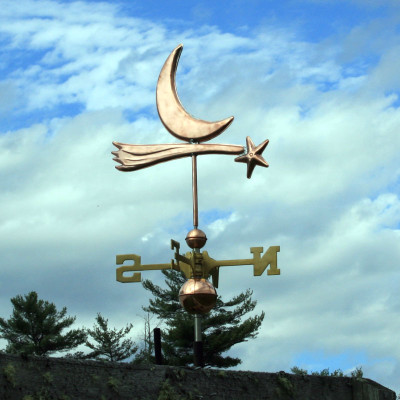 Shooting Star and Moon Weathervane - Made in USA