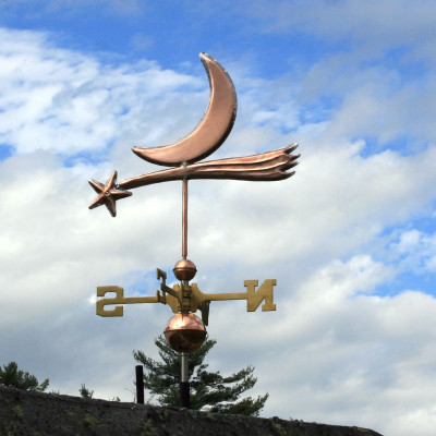 Shooting Star and Moon Weathervane - Made in USA