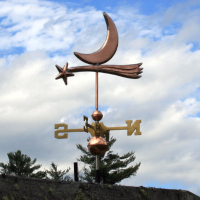 Shooting Star and Moon Weathervane - Made in USA