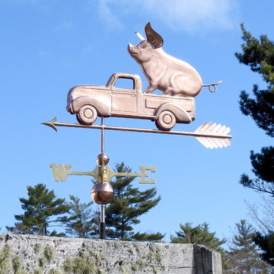 Pickup with Pig Weathervane - Made in USA