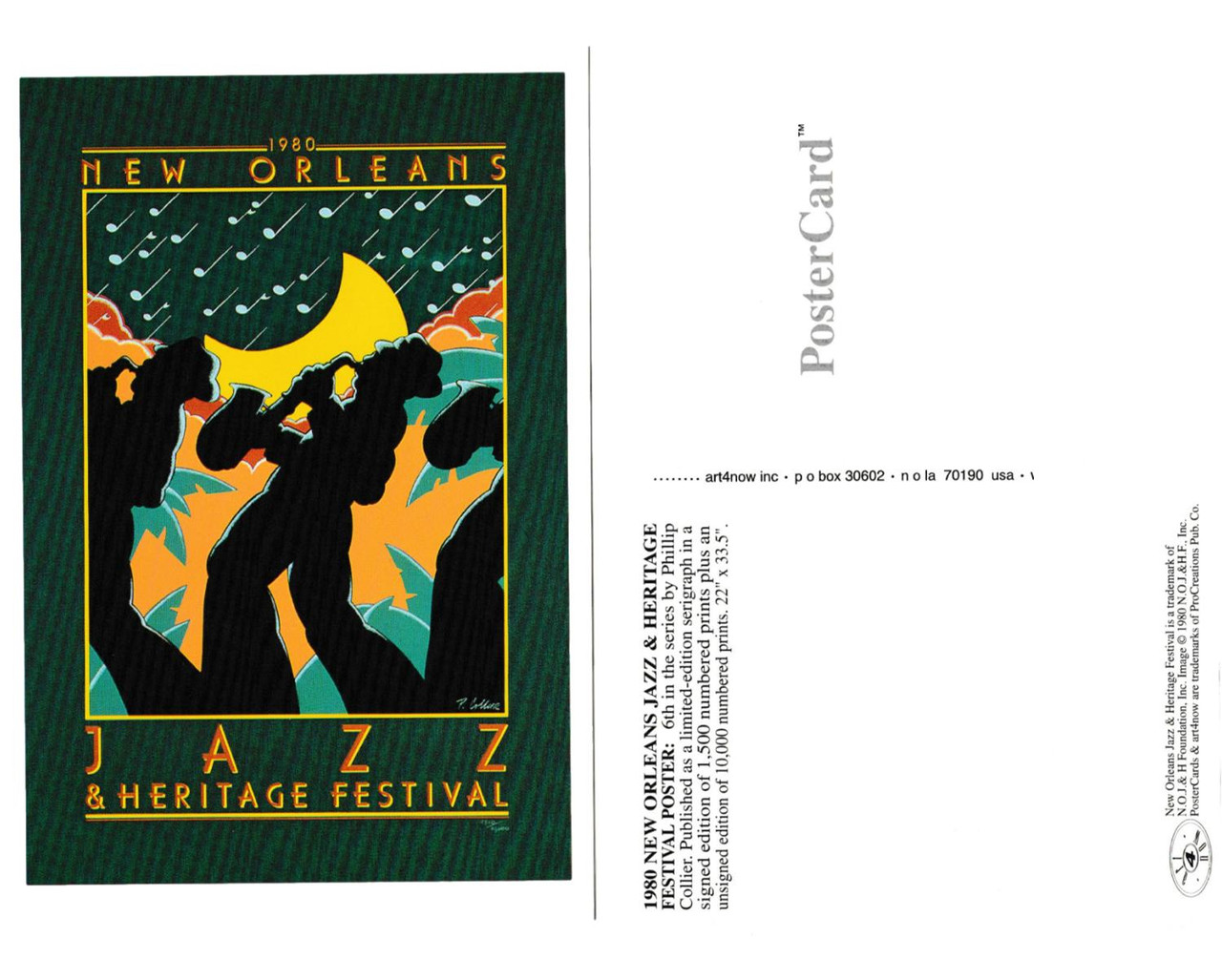 1980 New Orleans Jazz Festival Poster Post Card