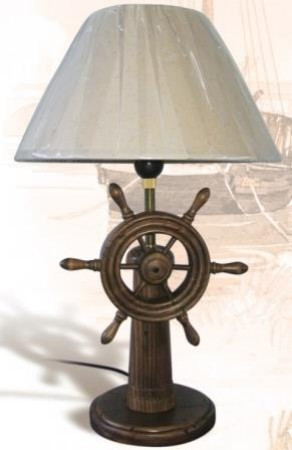 Ship's Wheel Table Lamp & Shade - Seaside Treasures - Nautical Decor ...