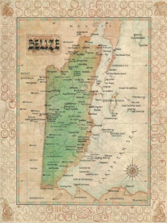 Antique Style Map of Belize - Seaside Treasures - Nautical Decor ...
