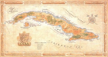 Antique Style Map of Cuba - Seaside Treasures - Nautical Decor ...