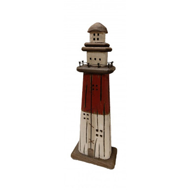 Wooden Antique Lighthouse On Stand - Seaside Treasures - Nautical Decor ...