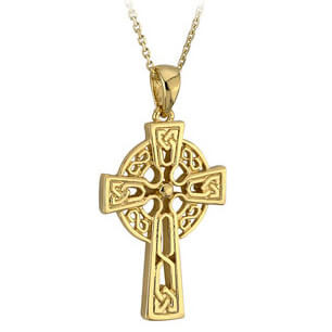Tiny 10K Gold Celtic Cross Pendant with Trinity Knots Made in Ireland ...