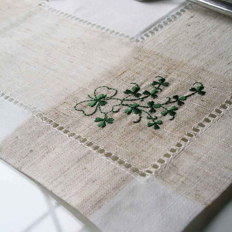 Irish Linen Shamrock Emroidered Table Runner | ShamrockGift.com