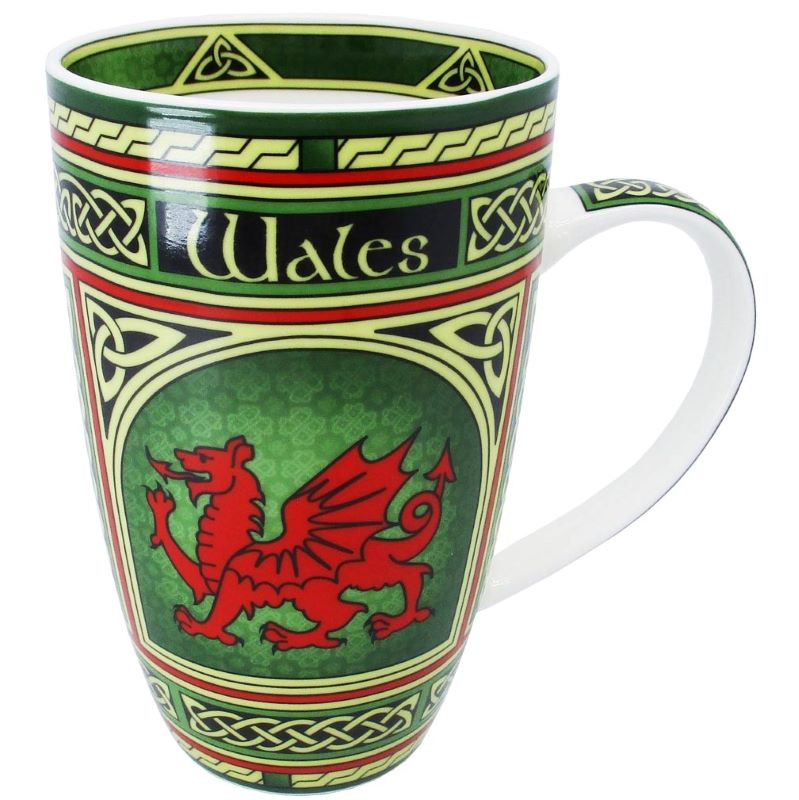 Welsh Dragon Mug with Wales Lettering | Bone China Mug Made in Ireland ...