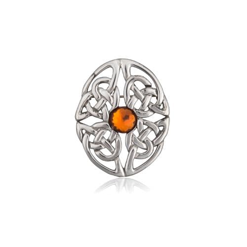 Amber Stone Trinity Knot Brooch ShamrockGift.Com