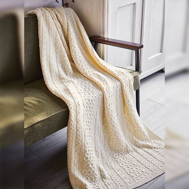 Cable Honeycomb Aran Throw ShamrockGift.Com