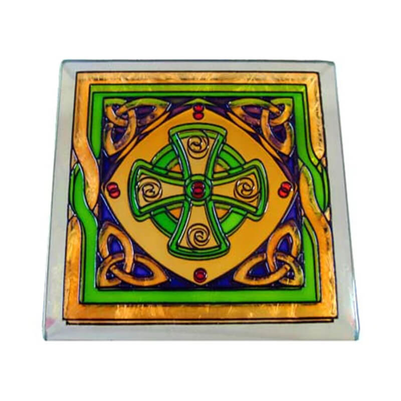 Stained Glass Irish Designed Coaster | Claddagh, Harp, Celtic Knot Symbols